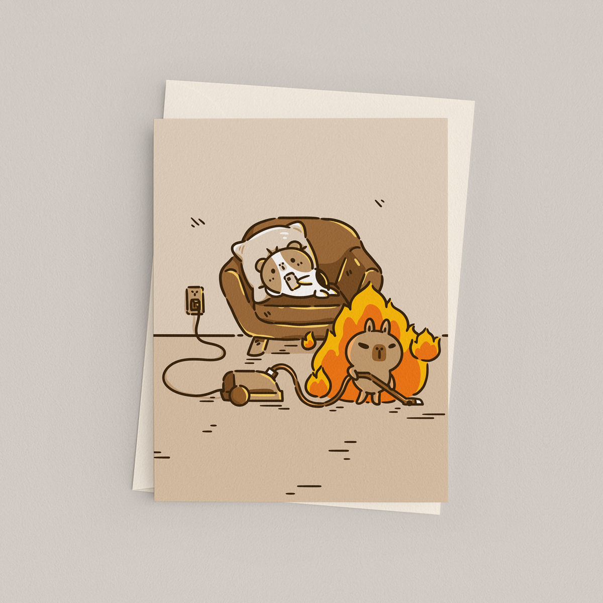 Bubu and Moonch Collection Art Print "Lazy Roommate", A2 | Noristudio