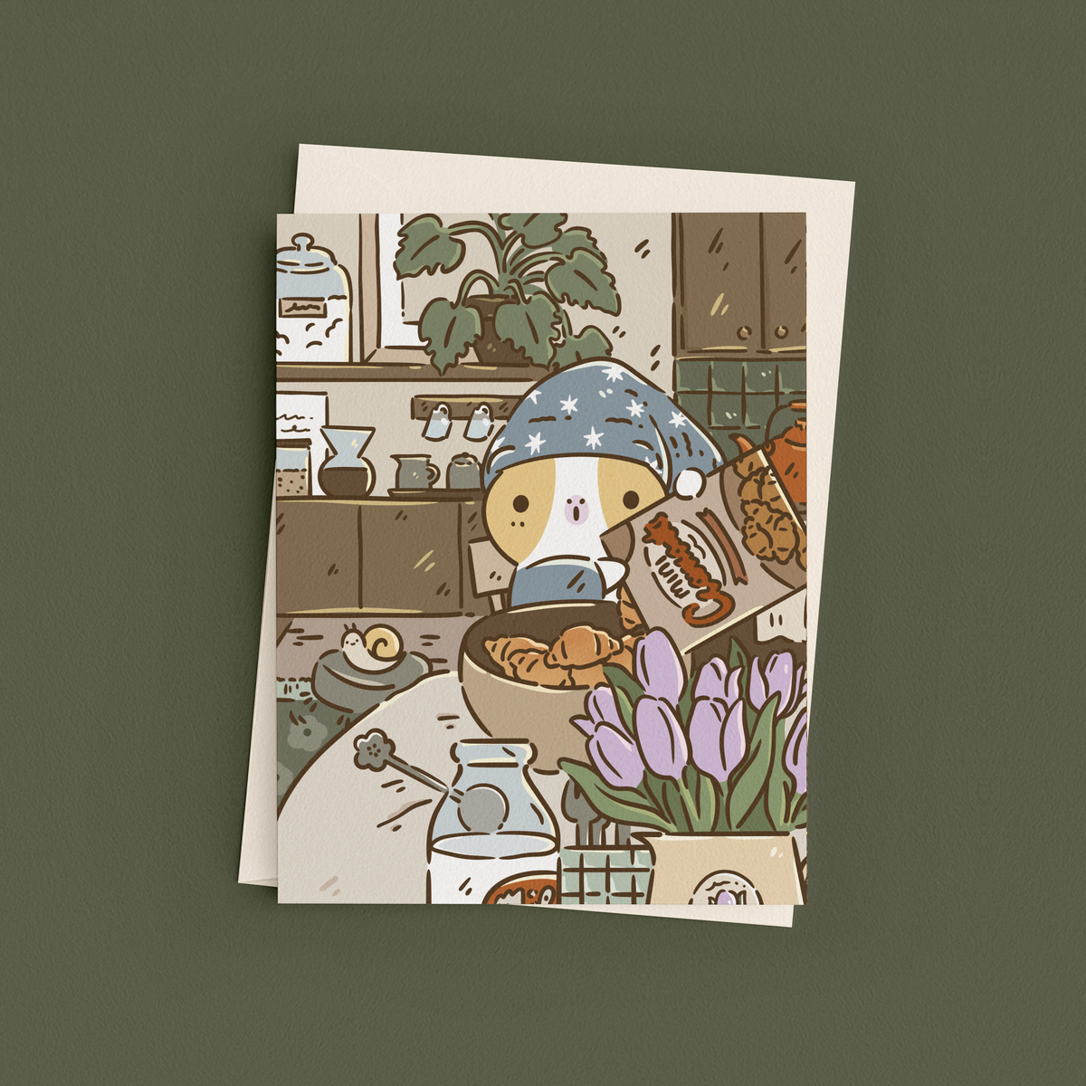 Noristudio Bubu and Moonch Collection Card/Mini print "Mini Croissant ...