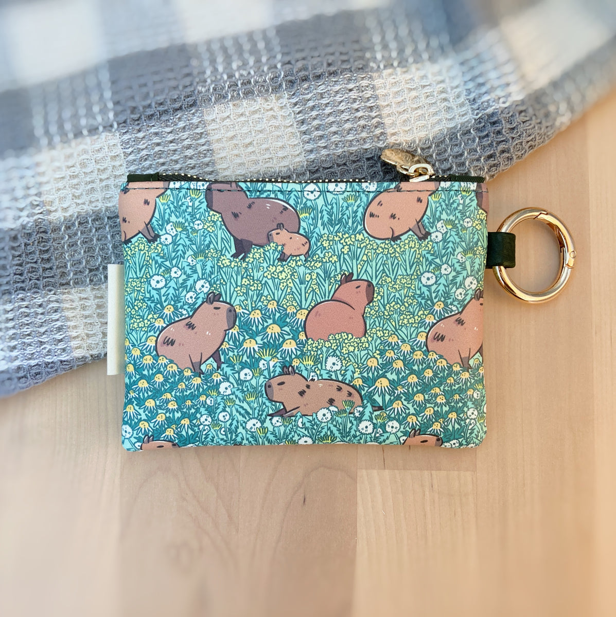 Capybara Small Zipper Coin Purse featuring Noristudio Capybara Meadow ...