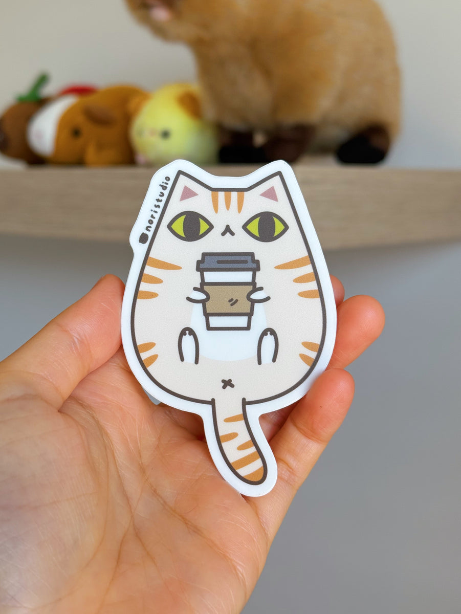 Cream Buff Tabby Cat with Coffee Vinyl Sticker | – Noristudio