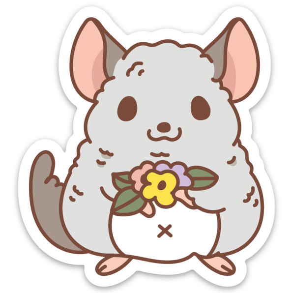 Chinchilla Vinyl Sticker Chinchilla and Flowers Vinyl Sticker ...